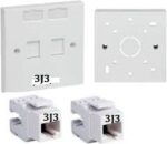 3J3 CAT 6 IO Keystone Jack With Face Plate & Gang Box Dual Port – 3j3